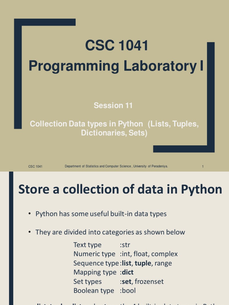Csc1041 Session 10 Python Collection Data Types Pdf Boolean Data