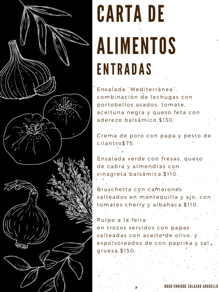 Carta de Alimentos Sal y Olivo | PDF