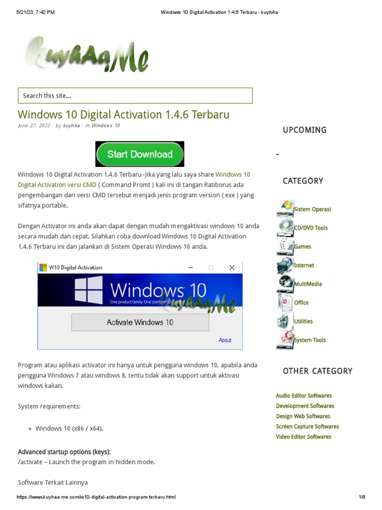 Windows 10 Digital Activation 1.4.6 Terbaru - Kuyhaa | PDF