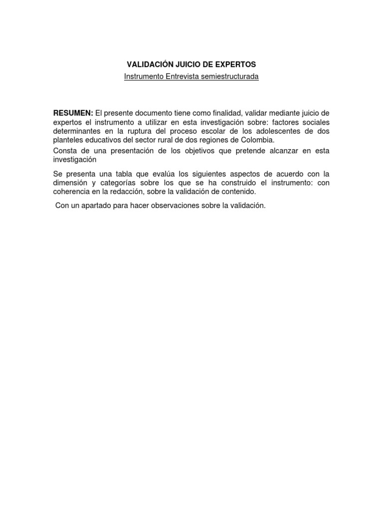Validación Juicio de Expertos | PDF