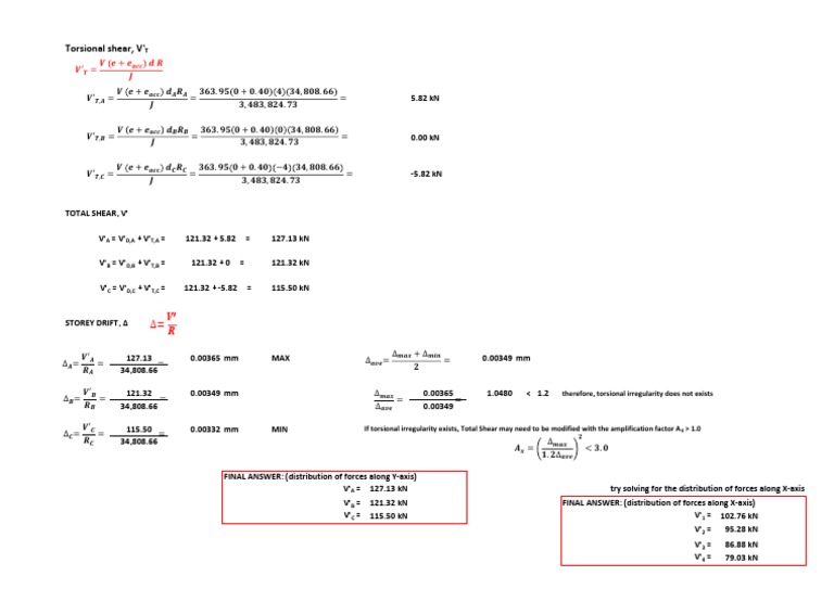 Torsional Shear and Storey Drift Analysis | PDF