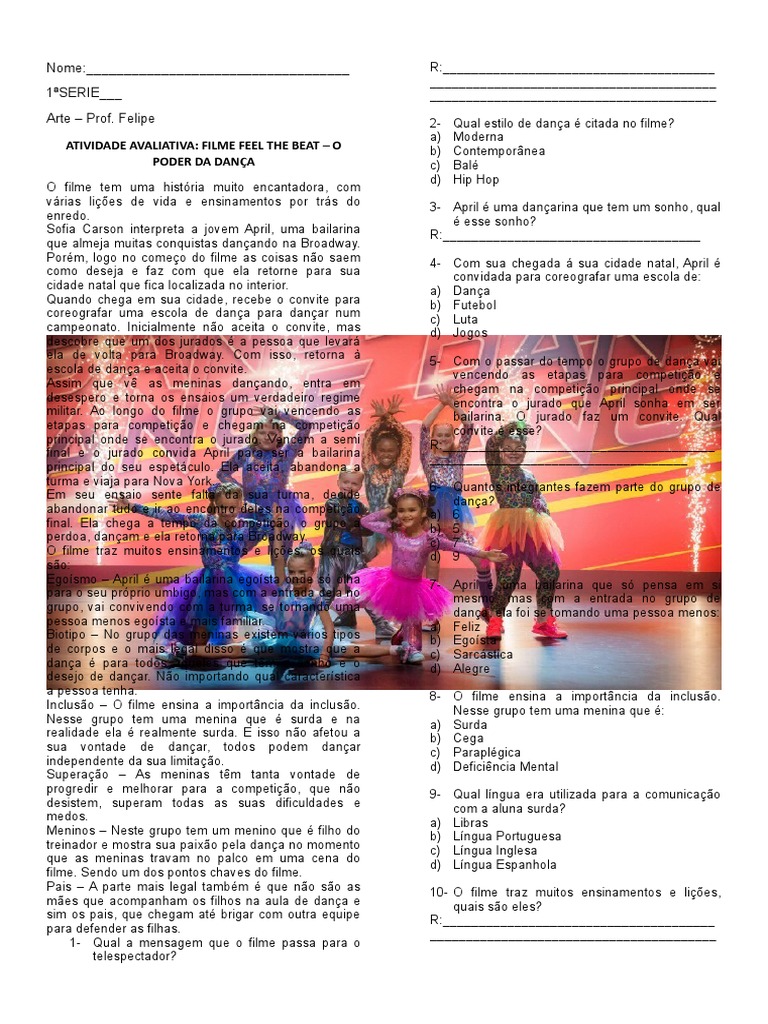 Atividade Filme Feel The Beat | PDF