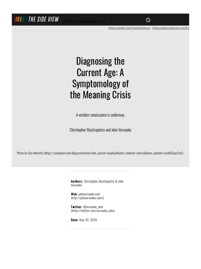 Symptomology of the Meaning Crisis | PDF | Meaning Of Life | Existentialism