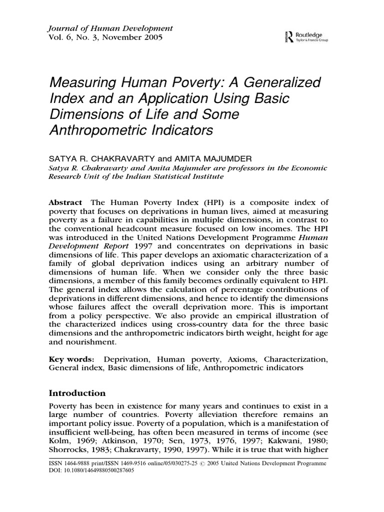 Human Poverty Index: A Comprehensive Analysis | PDF