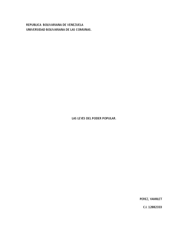 Informe Leyes Del Poder Popular | PDF | Venezuela | Estado (política)
