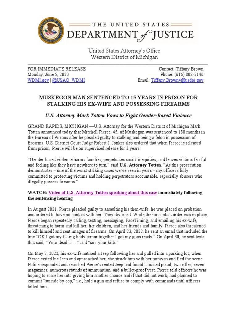 Mitchell Pierce Sentencing Press Release | PDF