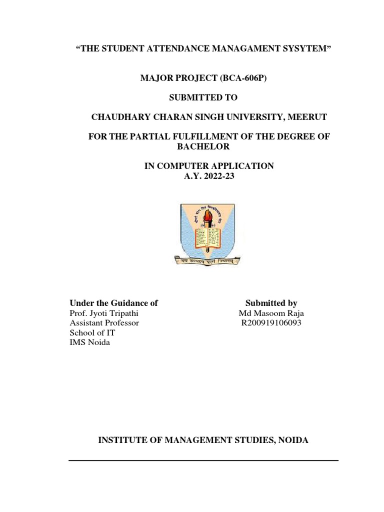 BCA Project: Attendance System | PDF | Business | Technology & Engineering