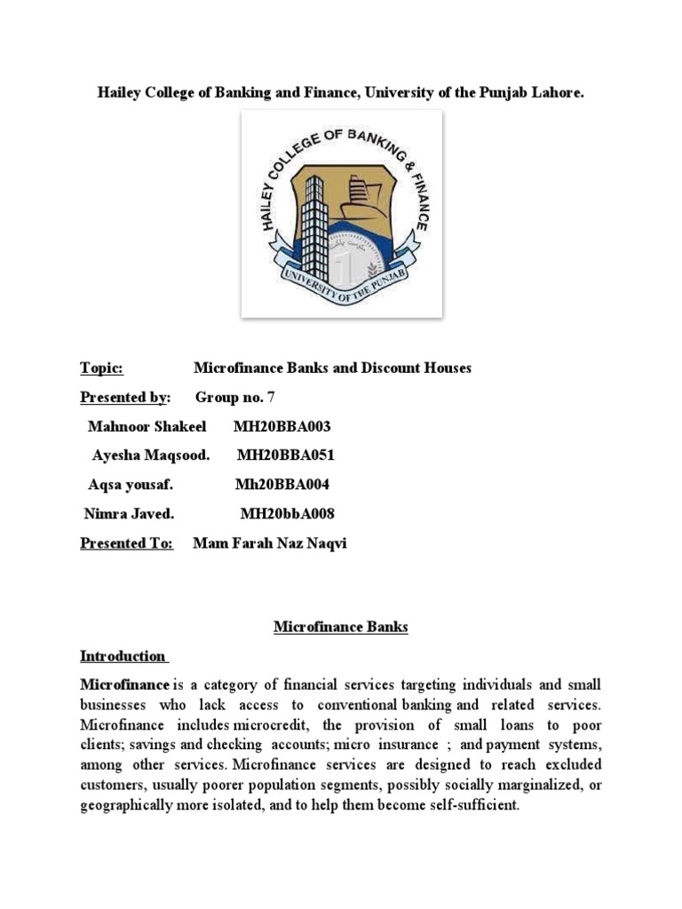 MFB and Discount House | PDF | Finance & Money Management