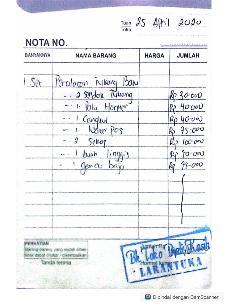 Nota Peralatan Tukang | PDF