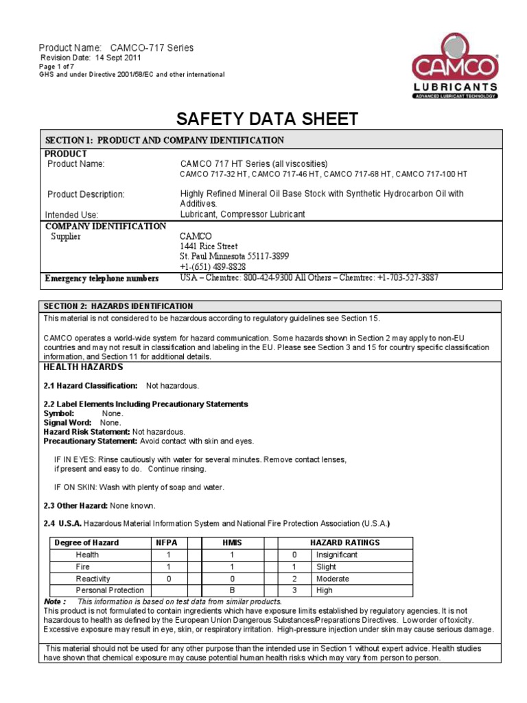 Camco-717 Series SDS | PDF