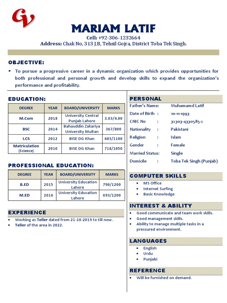 Mariam Latif Cv-3 | PDF