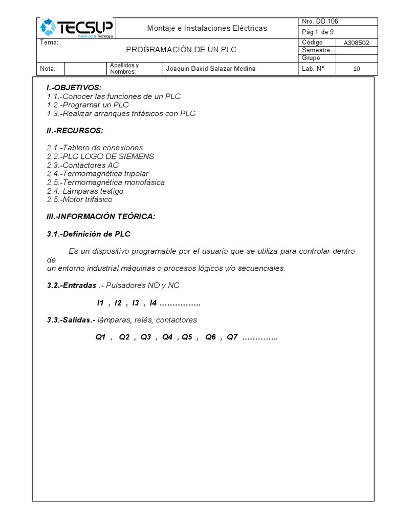 LAB 09.-Programación de Un PLC 2022-02 (R) | PDF LAB 09.-Programación de Un PLC 2022-02 (R) | PDF