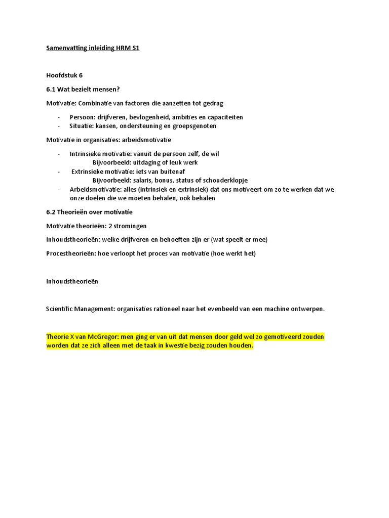 Samenvatting Inleiding HRM S1 | PDF