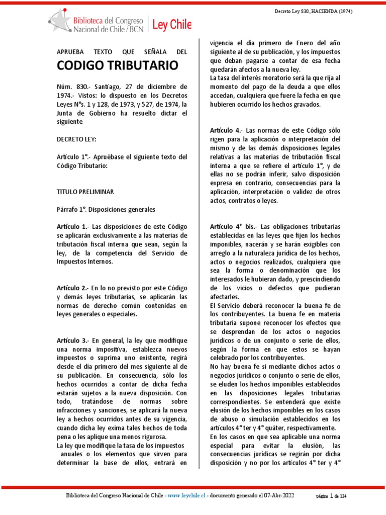 cod. trib | PDF | Impuestos | Estatuto de limitaciones