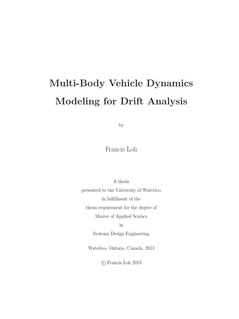 Multi-Body Vehicle Dynamics Modeling For Drift Analysis | PDF ...