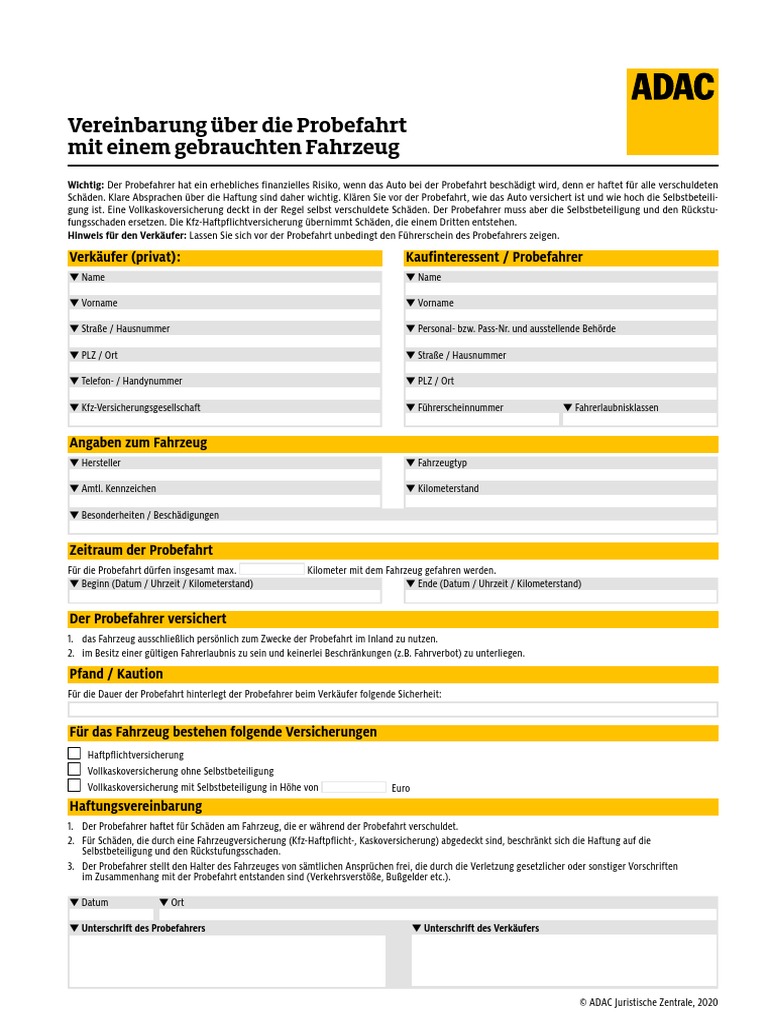Vereinbarung-Probefahrt Ybsz9t | PDF