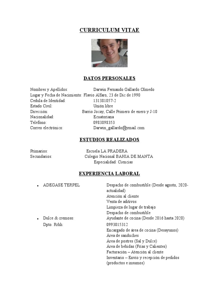 Curriculum Darwin Gallardo | PDF