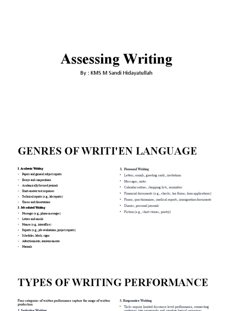 Assessing Writing | PDF | Career & Growth