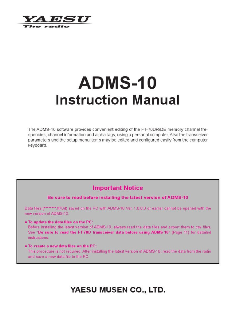 Adms-10 FT-70D Im Eng 2211-C | Download Free PDF | Computer File ...