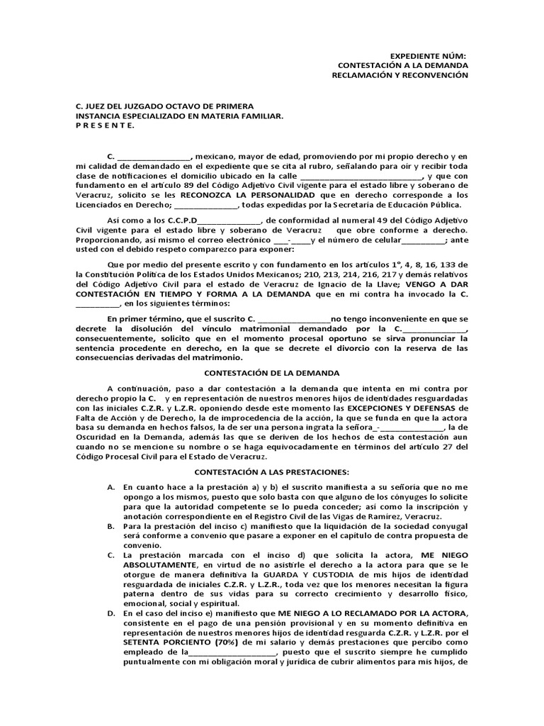 CONTESTACIÓN DE DEMANDA Formato | PDF