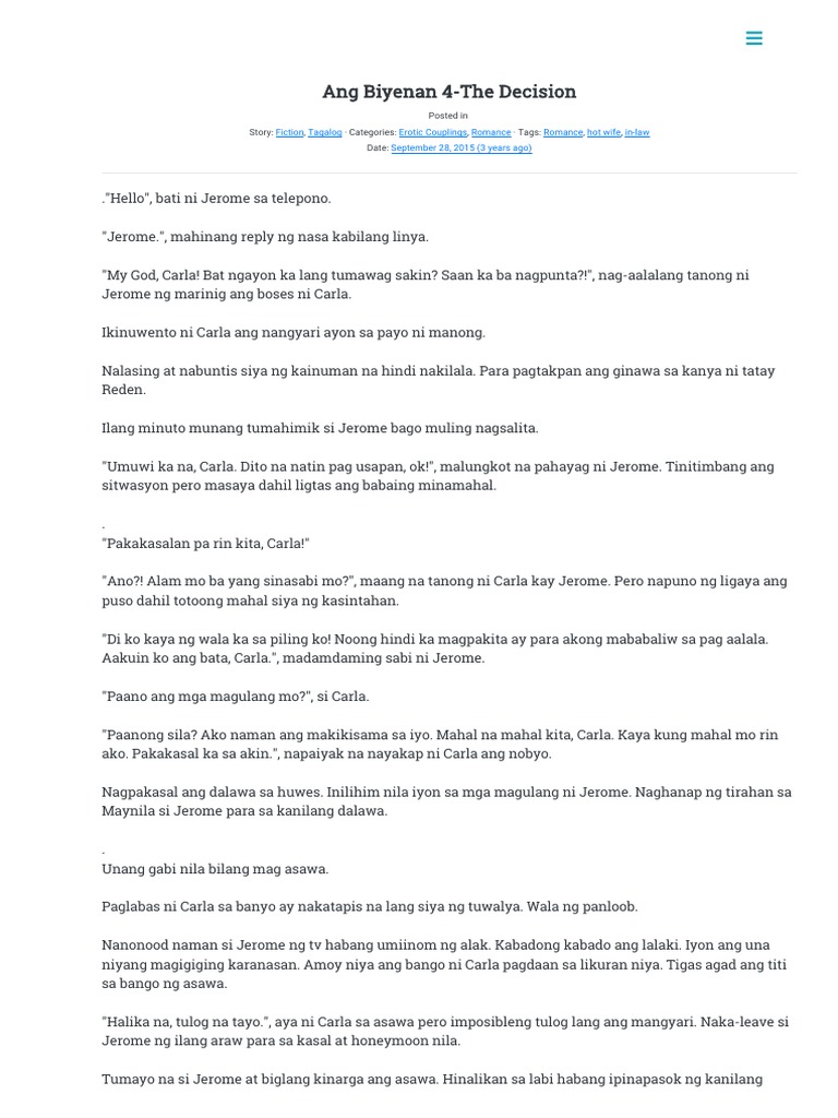 Ang Biyenan 4-The Decision Filipino Sex Stories | PDF