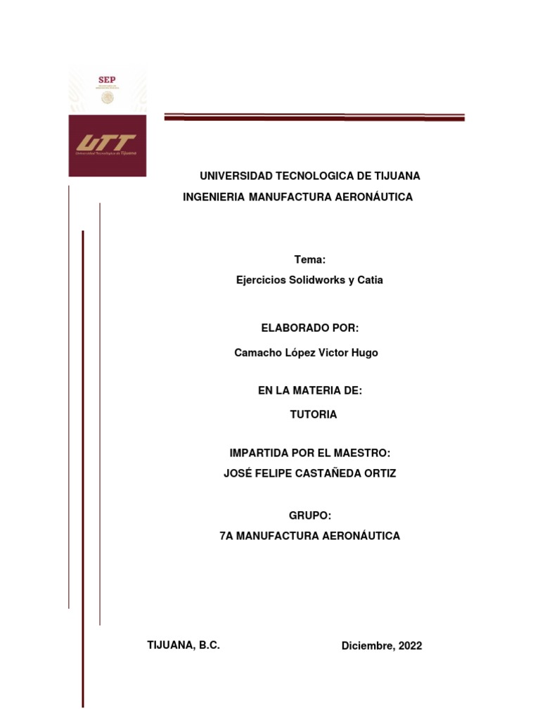 Ejercicios Solidworks y Catia (Camacho Lopez Victor Hugo) | PDF