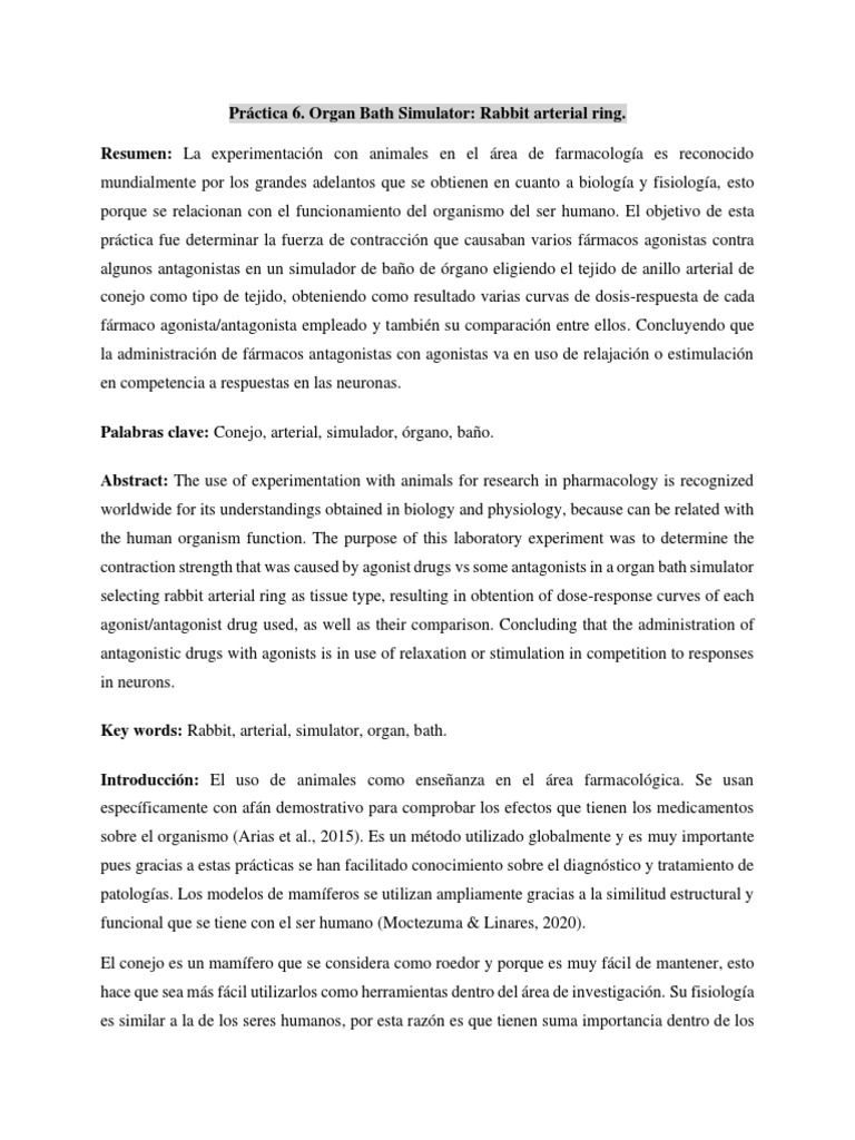 P6 Organ Bath FarmaCl | PDF | Receptor Antagonista | Receptor (Bioquímica)