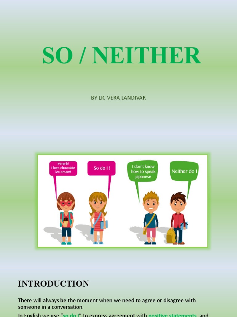 So and Neither Part 1 | PDF | Verb | Linguistic Typology