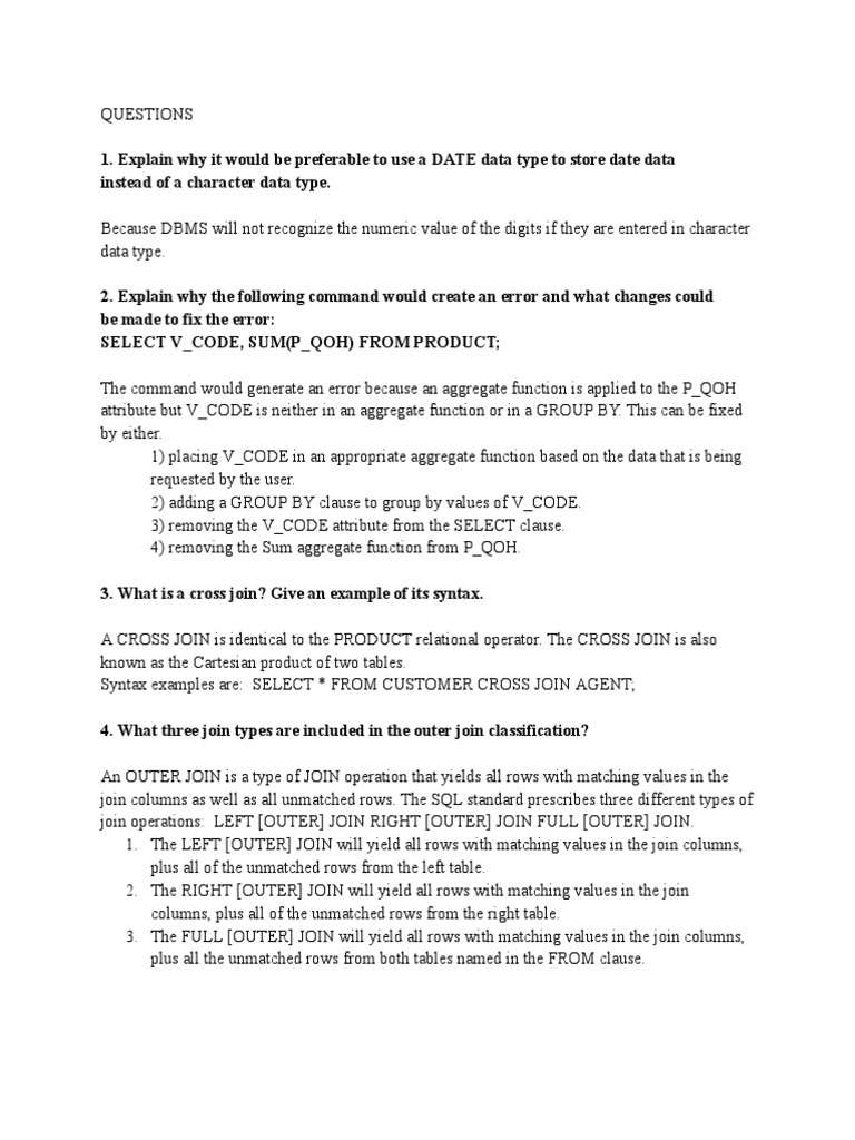 DB Managment Ch7 Questions | PDF
