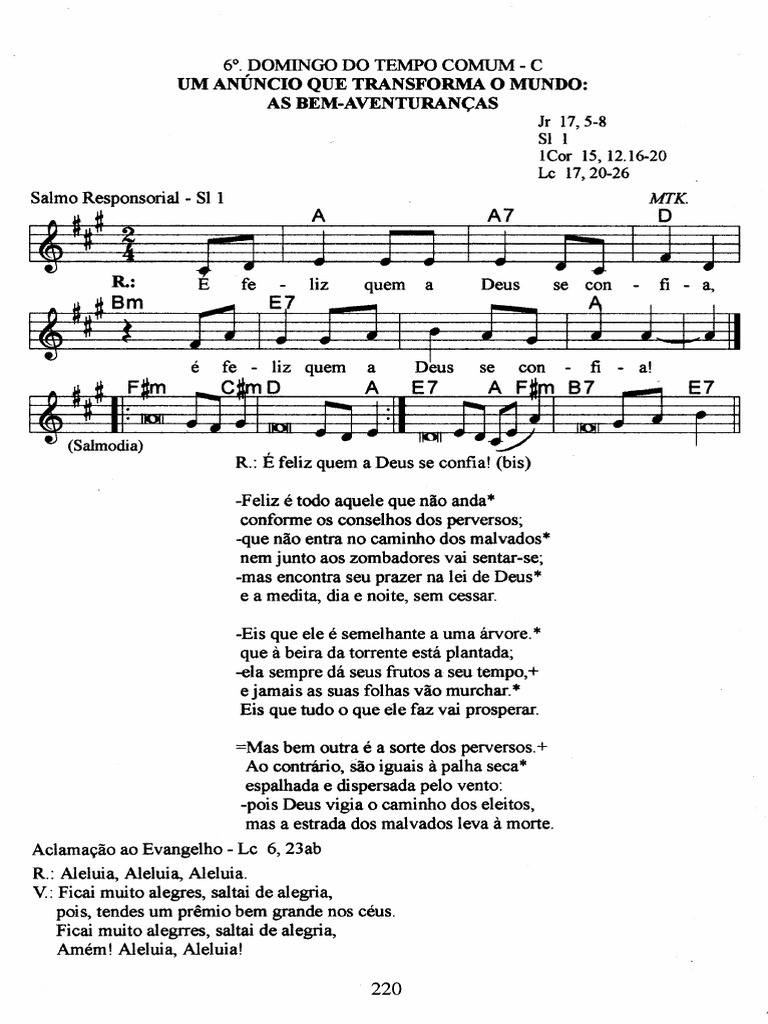 Salmo 6º Domingo Comum - C) Irmã Miria T. Kolling | PDF