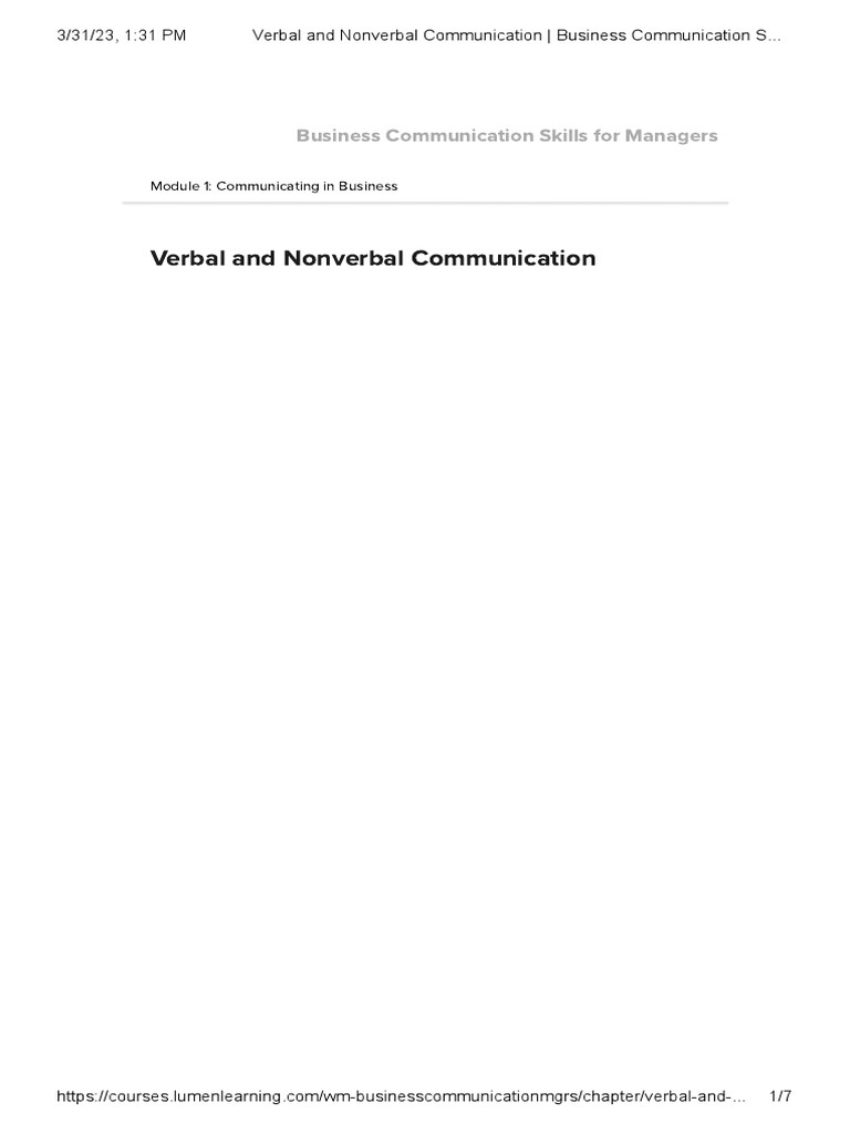Verbal and Nonverbal Communication - Business Communication Skills For ...
