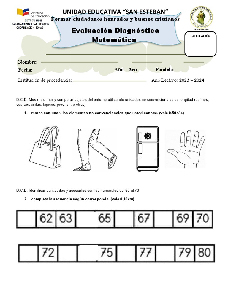 PRUEBA DE DIAGNOSTICO CON ADAPTACIÓN 3ro. A | PDF