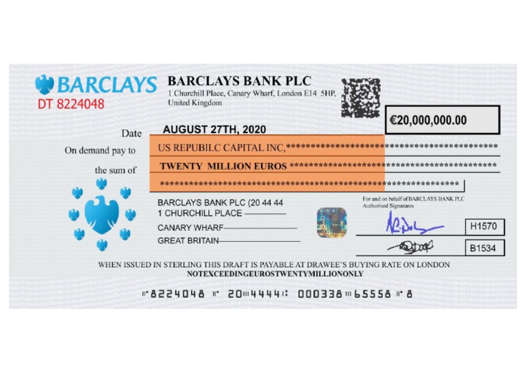 Barclays Bank Draft | PDF