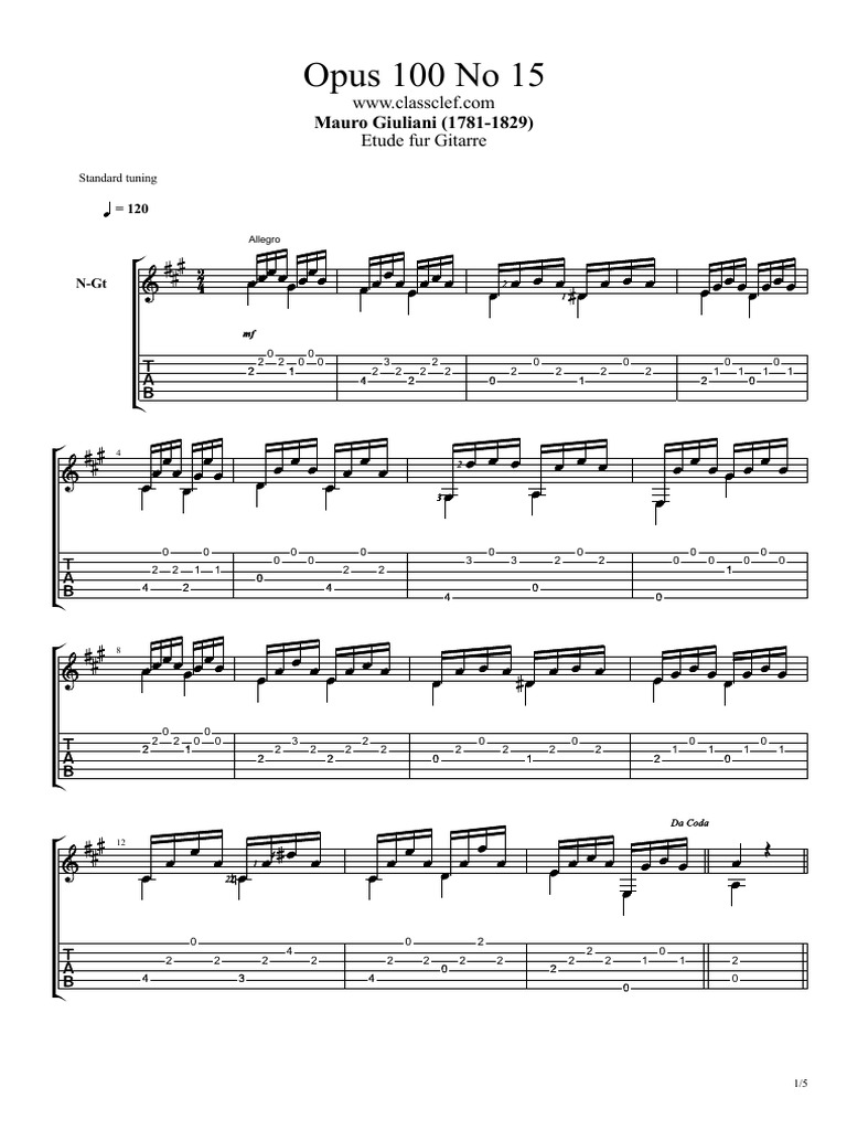 Opus 100 No 15 by Mauro Giuliani | PDF