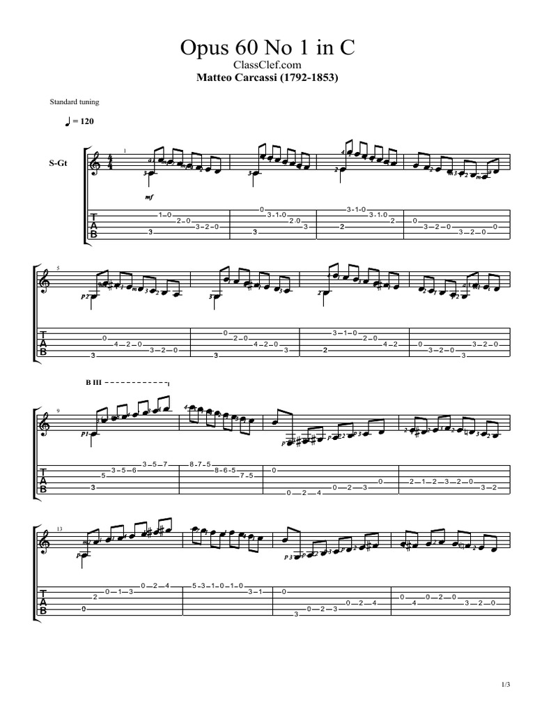 Opus 60 No 1 in C by Matteo Carcassi | PDF