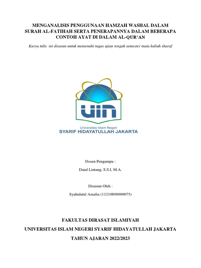 075 - Syahidatul - Amalia - Uts Sharaf-1 | PDF