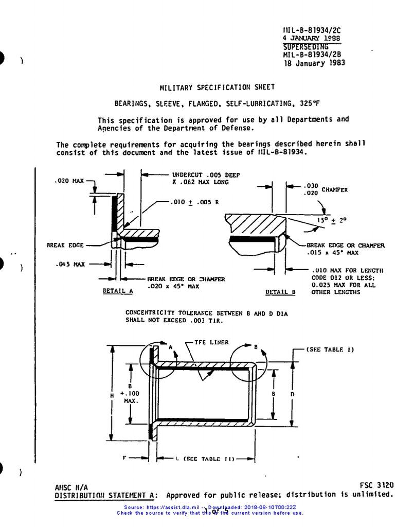 MIL-B-81934 2C Bearings, Self Lubricating | PDF | Materials | Building ...