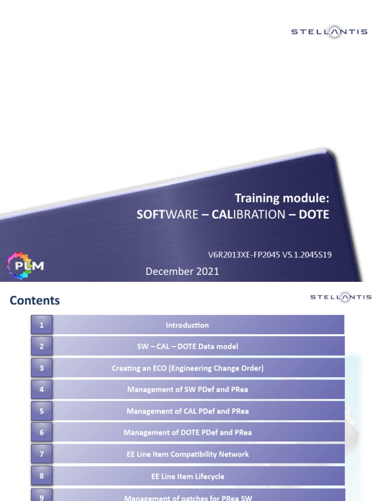 PLM Training: SW-CAL-DOTE Overview | PDF | Product Lifecycle ...