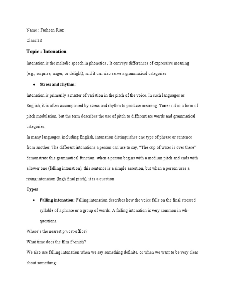 Detail Analysis On Intonation | PDF | Question | Linguistics
