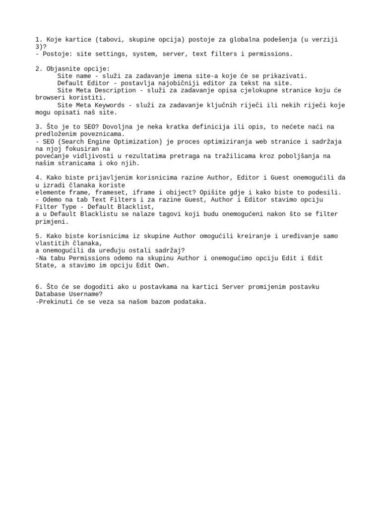 Postavke CMS-a | PDF