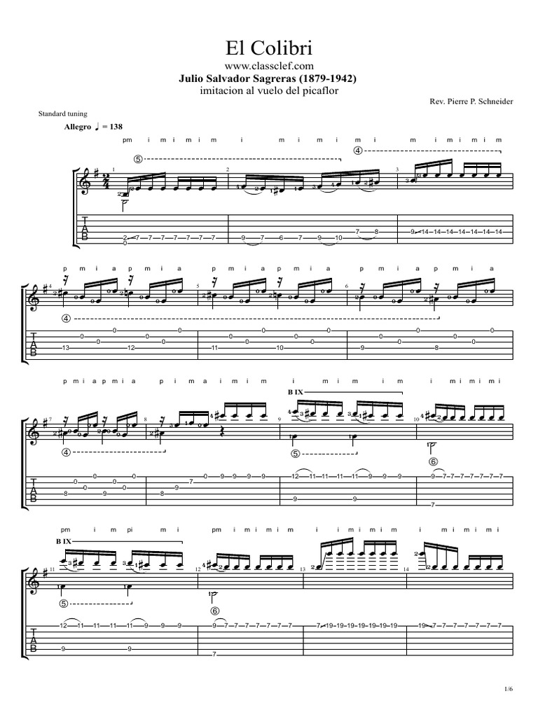 El Colibri by Julio Salvador Sagreras | PDF