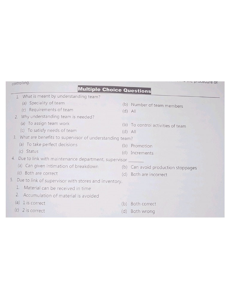 Management - Unit 3 - MCQ | PDF
