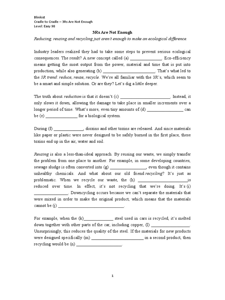 Easy98 - 3Rs Are Not Enough | PDF | Recycling | Waste