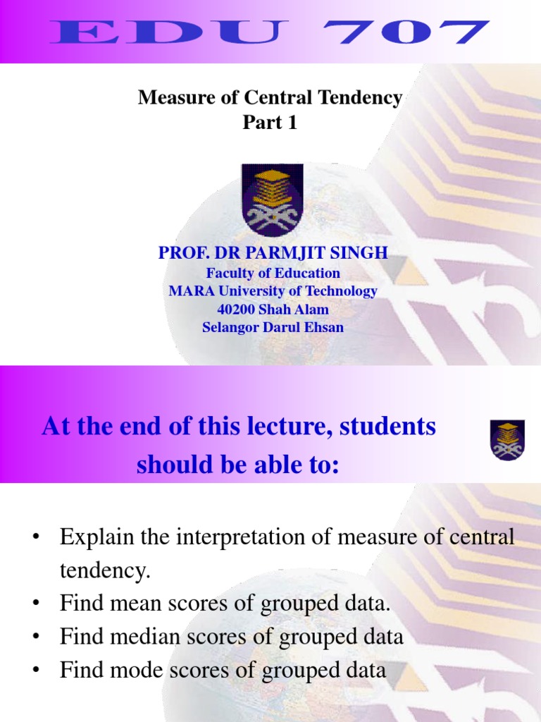 Central Tendency And Dispersion Pdf Standard Deviation Mean