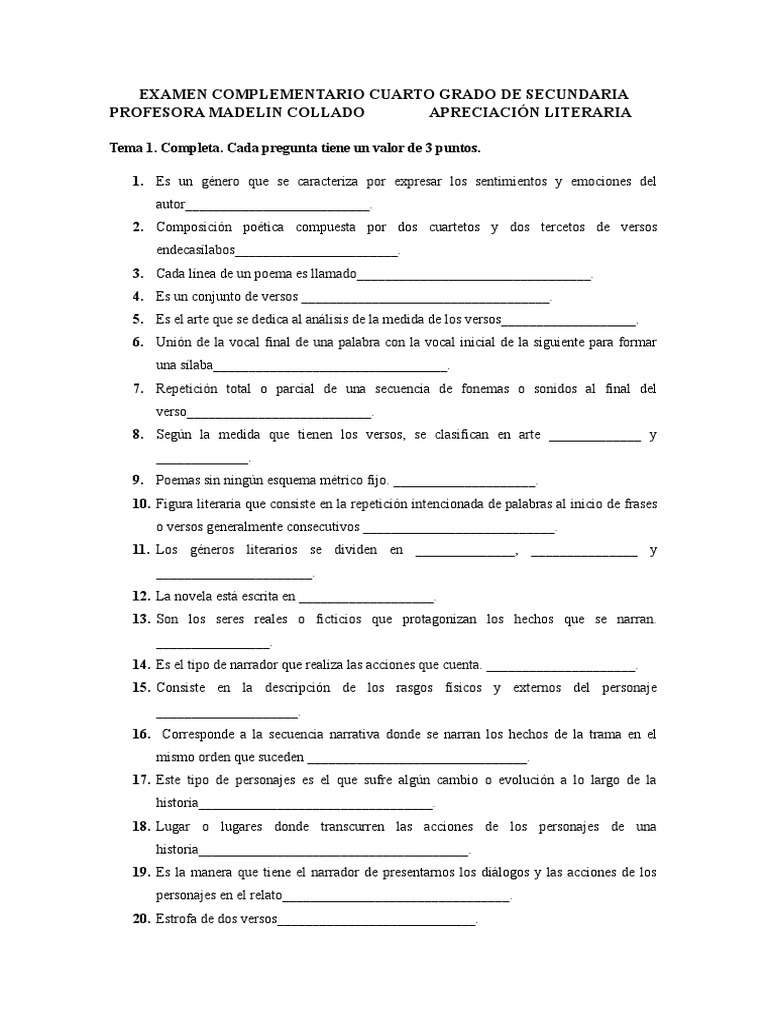 Examen complementario | PDF