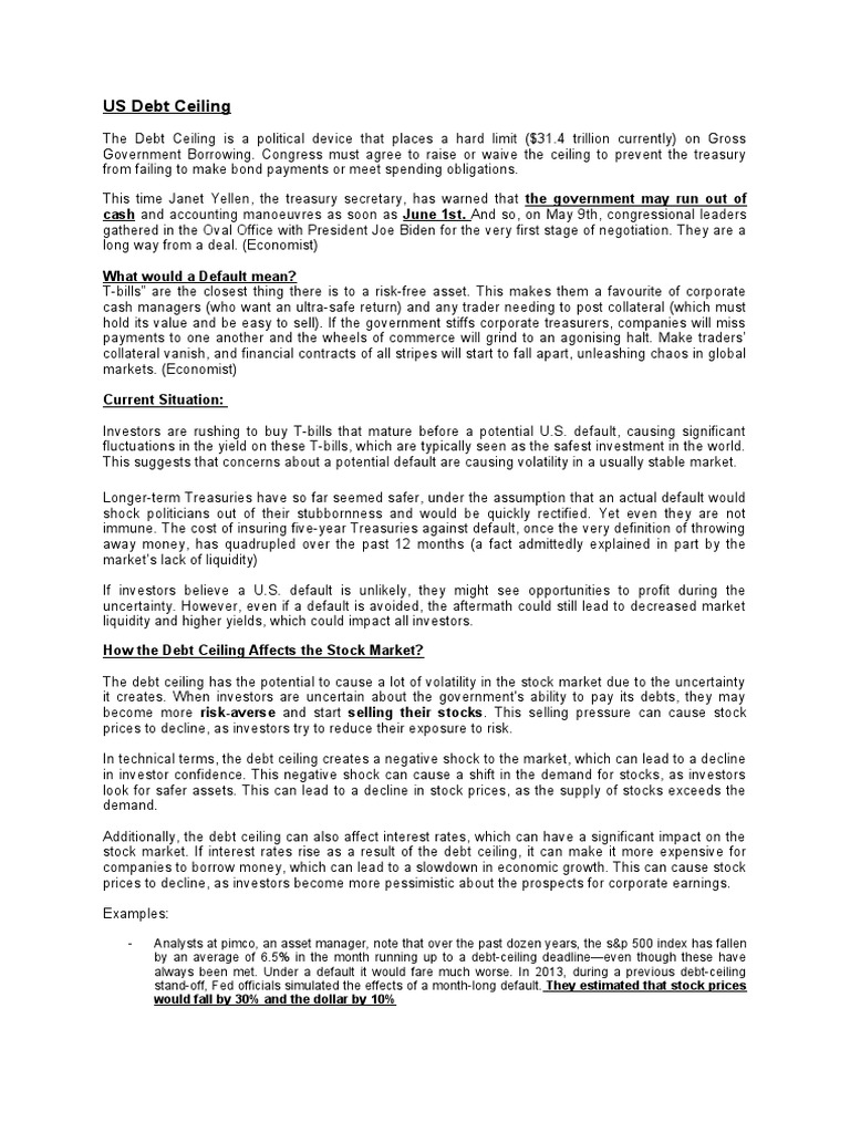 US Debt Ceiling: Impacts on Markets | PDF | United States Debt Ceiling ...