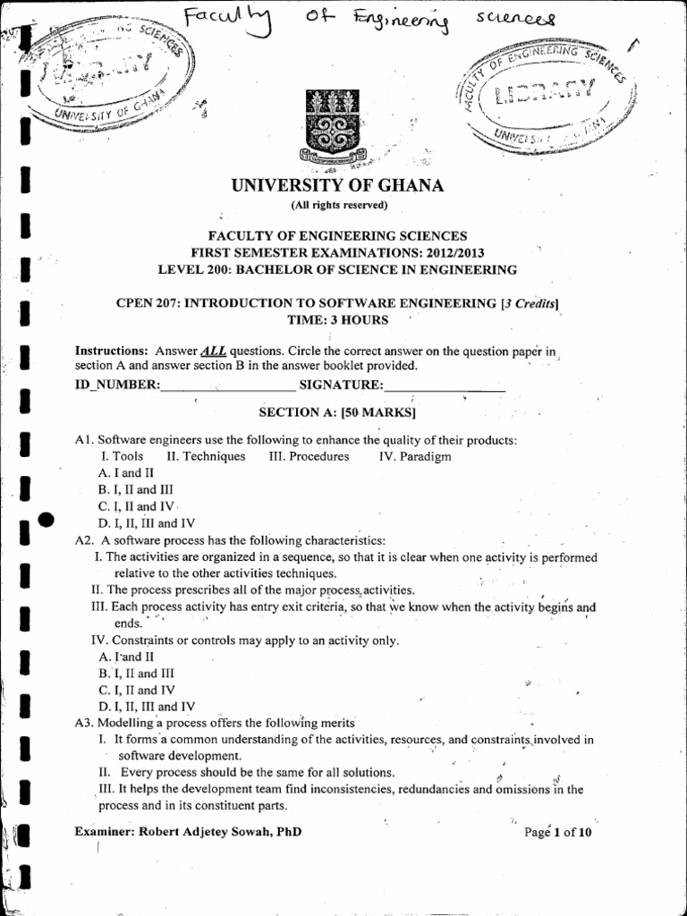 University of Ghana: ALL Questions. Circle The Correct Answer On The ...