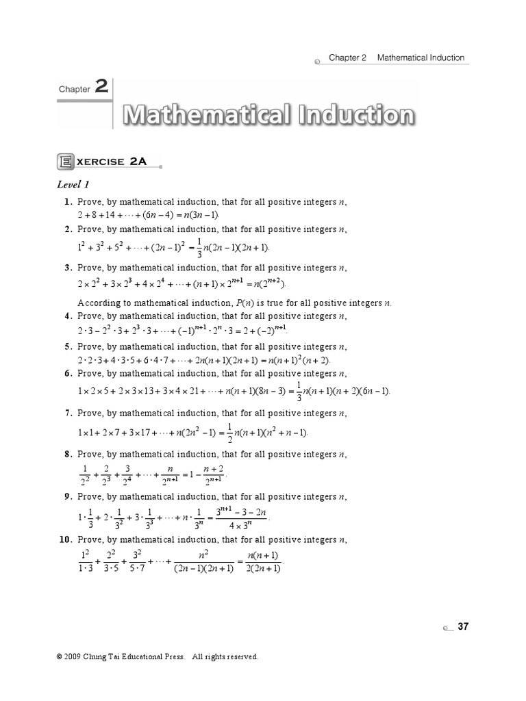 Ch2 Mathematical Induction Q | PDF | Mathematical Proof | Syntax (Logic) Ch2 Mathematical Induction Q | PDF | Mathematical Proof | Syntax (Logic)