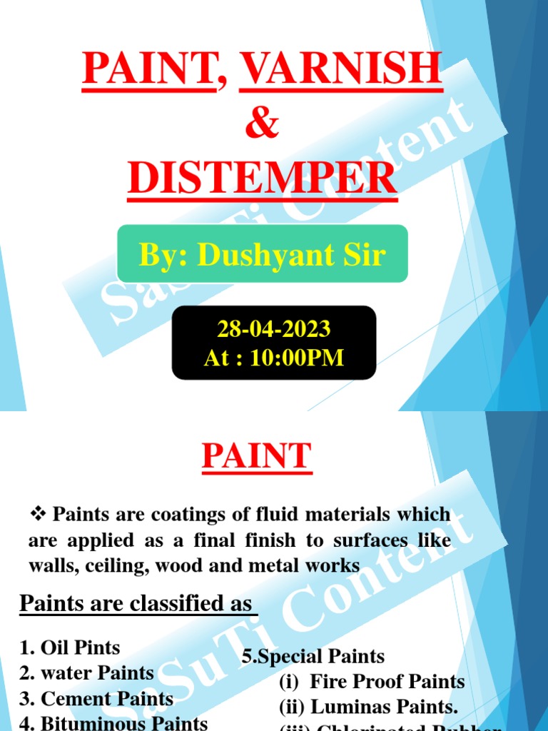 PAINT, VARNISH & Distemper | PDF | Paint | Building Engineering