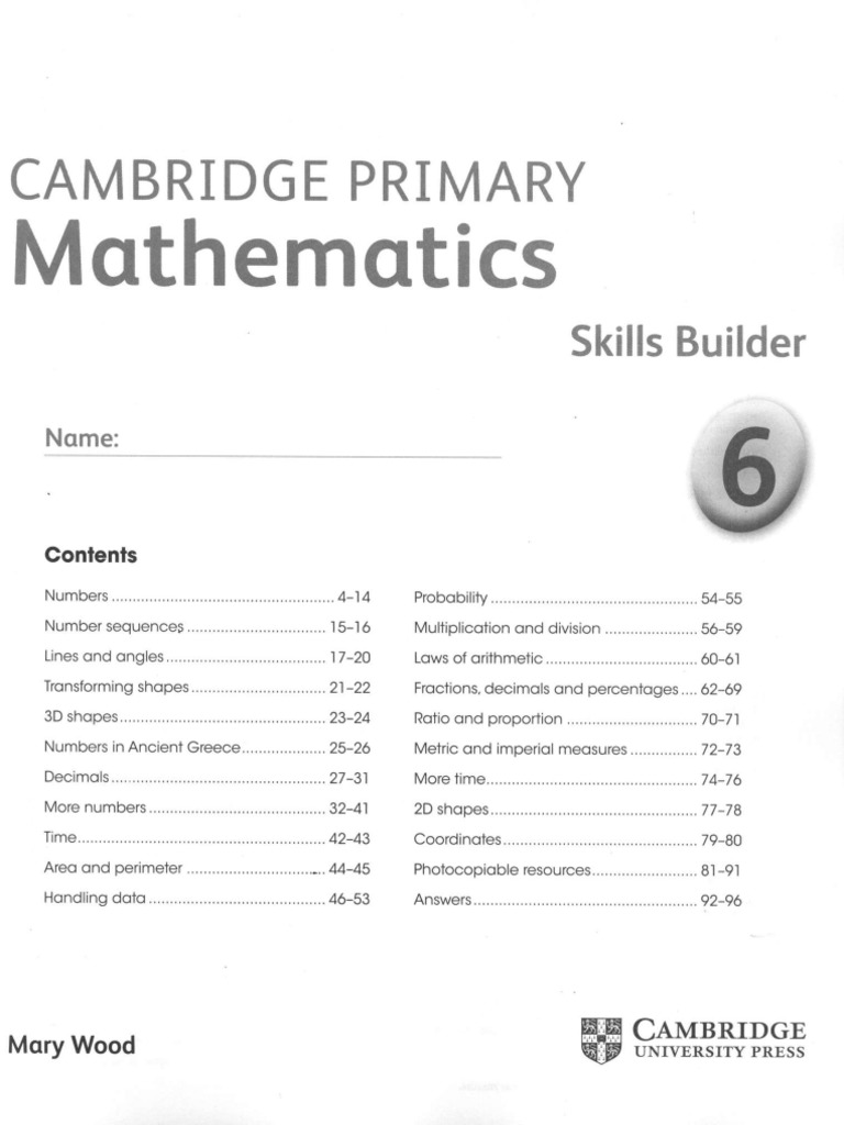 Cambridge Primary Mathematics Skills Builder 6 | PDF Cambridge Primary Mathematics Skills Builder 6 | PDF